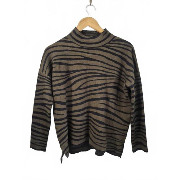 Sweaters | Sfera Collection Ladies Olive Green Black Tiger Striped ...